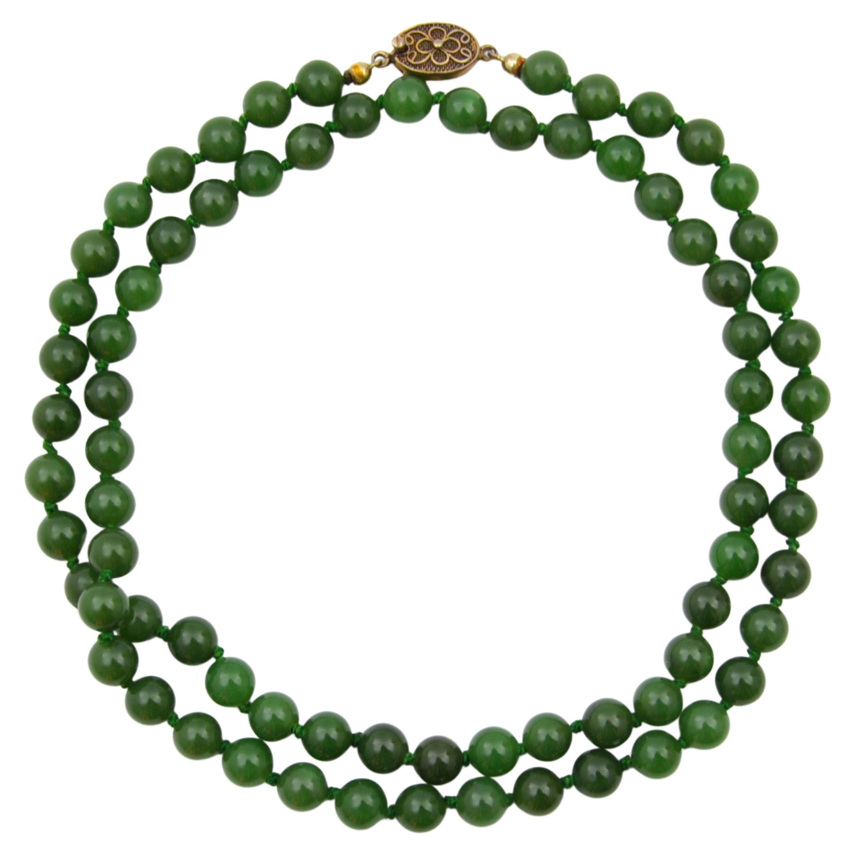 Fine Midcentury Nephrite Jade Necklace at 1stDibs | nephrite necklace ...