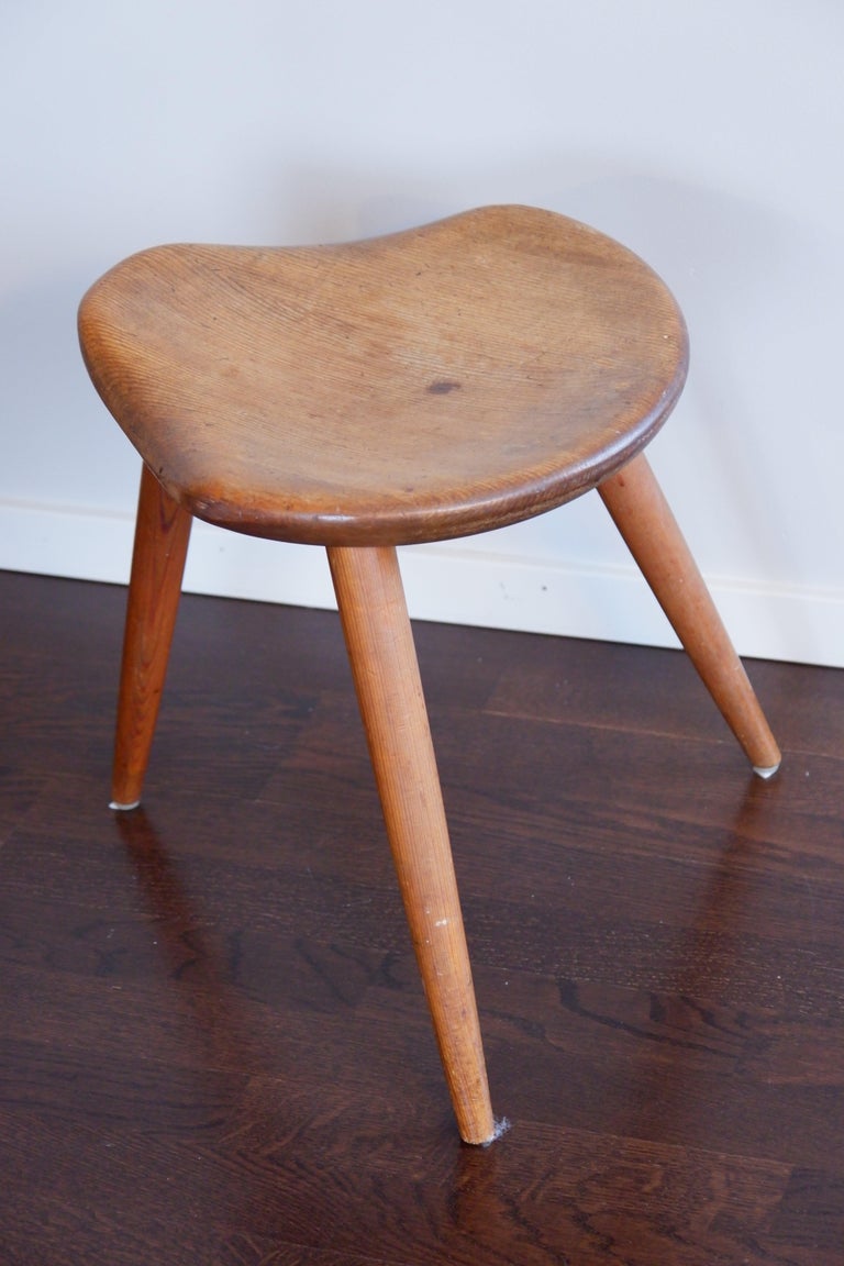 Mid Century Norweigian Stained Pine Stool for Norsk Husflid, 1950 For ...