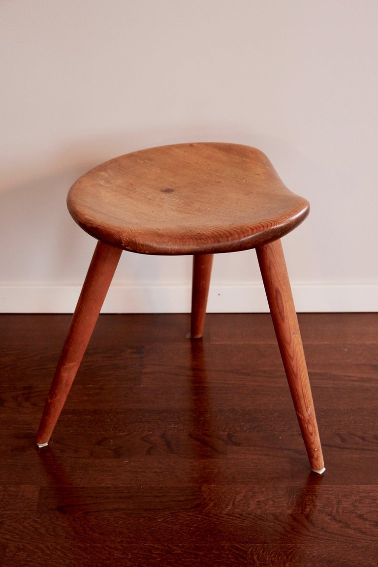 Mid Century Norweigian Stained Pine Stool for Norsk Husflid, 1950 For ...