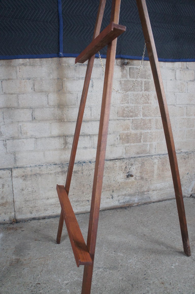 Midcentury Oak Floor Artwork Display Easel Painting Stand For Sale at ...