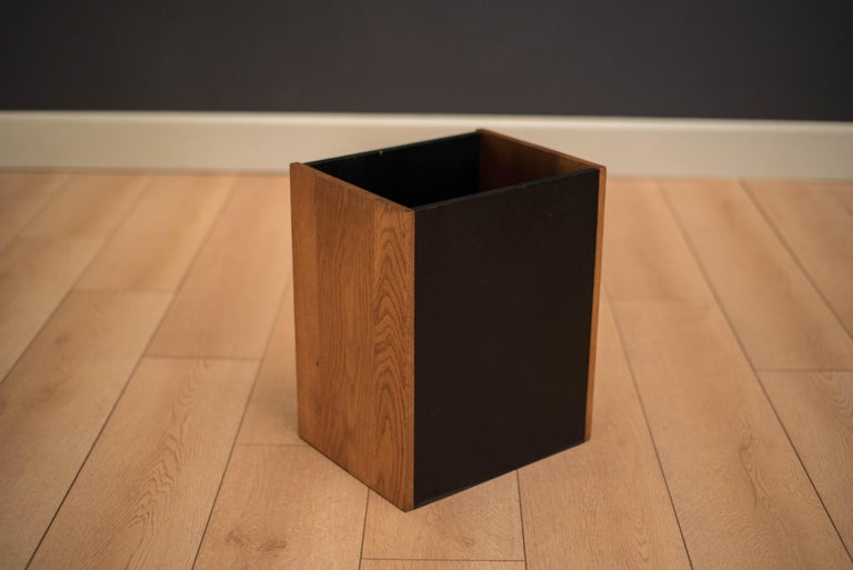 Mid Century Oak Waste Bin at 1stDibs