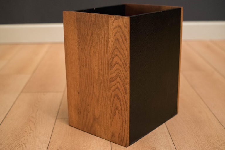 Mid Century Oak Waste Bin at 1stDibs