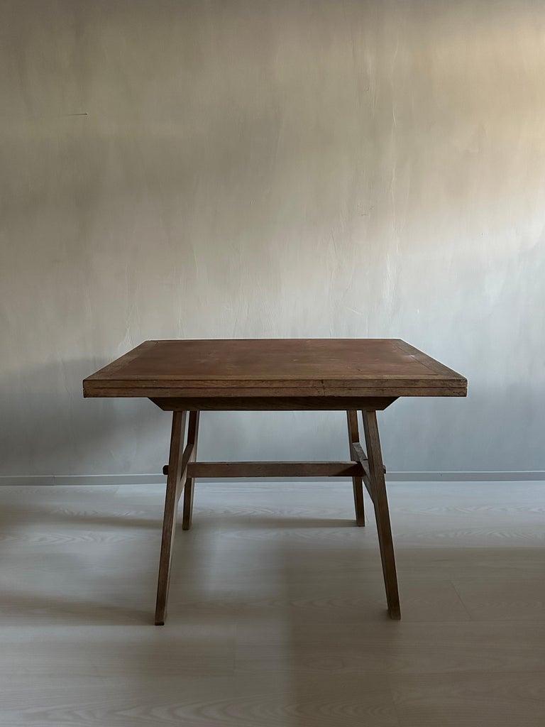 Mid-Century Oak Wood Table by René Gabriel, France, c. 1940s For Sale ...