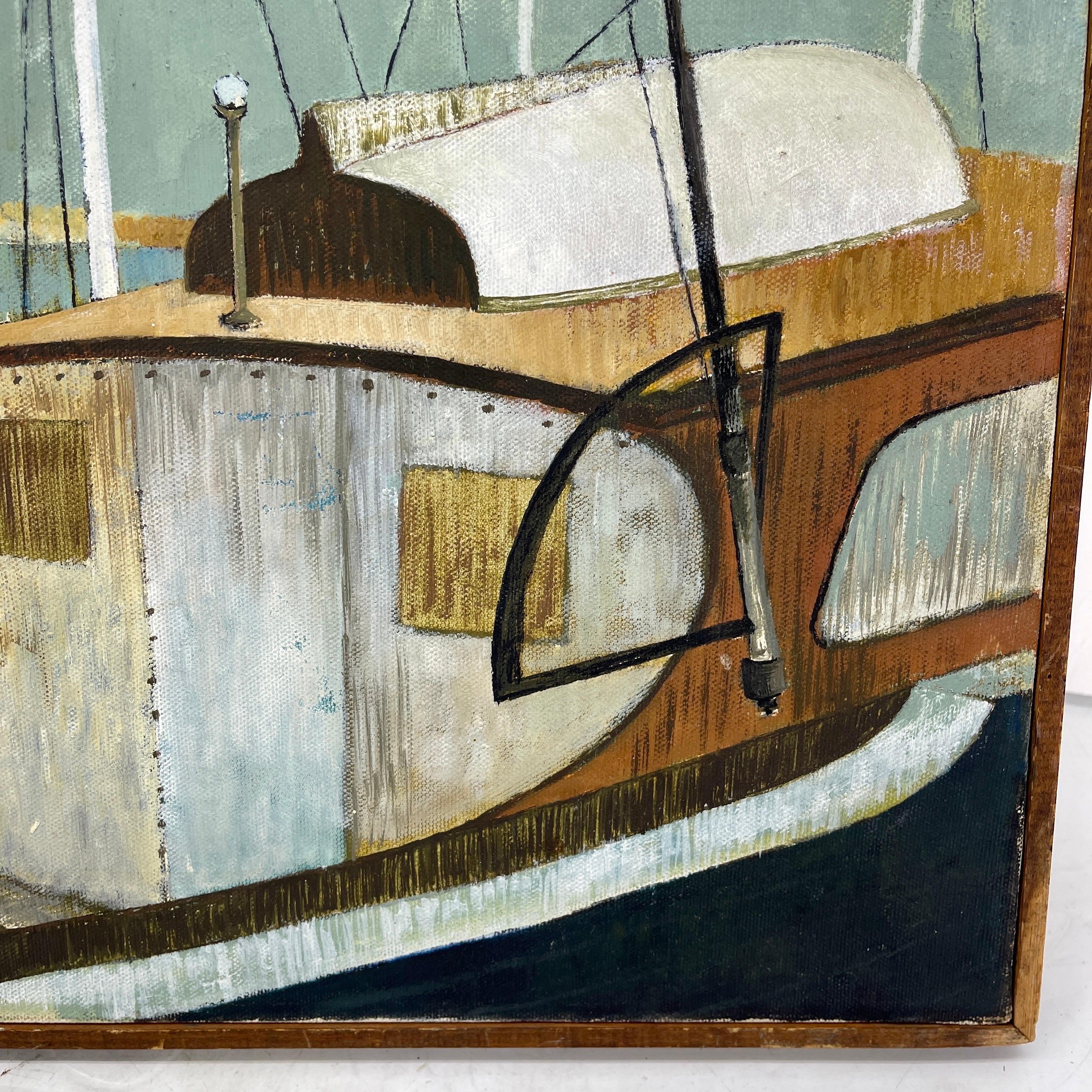 Midcentury Oil Painting Titled Dockside by Listed Artist Jane Geayer ...