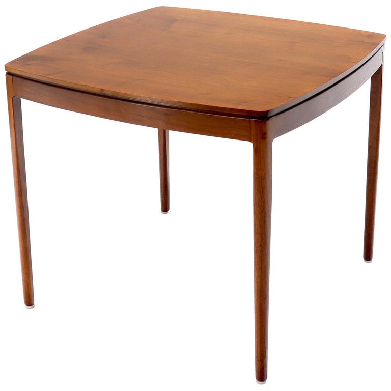 Midcentury Oiled Walnut Rounded Square Game Table at 1stDibs