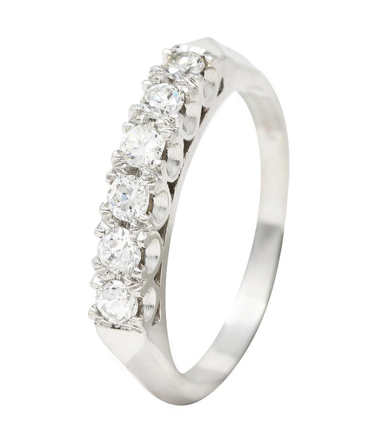 Mid-Century Old European Cut Diamond Platinum Knife Edge Fishtail ...