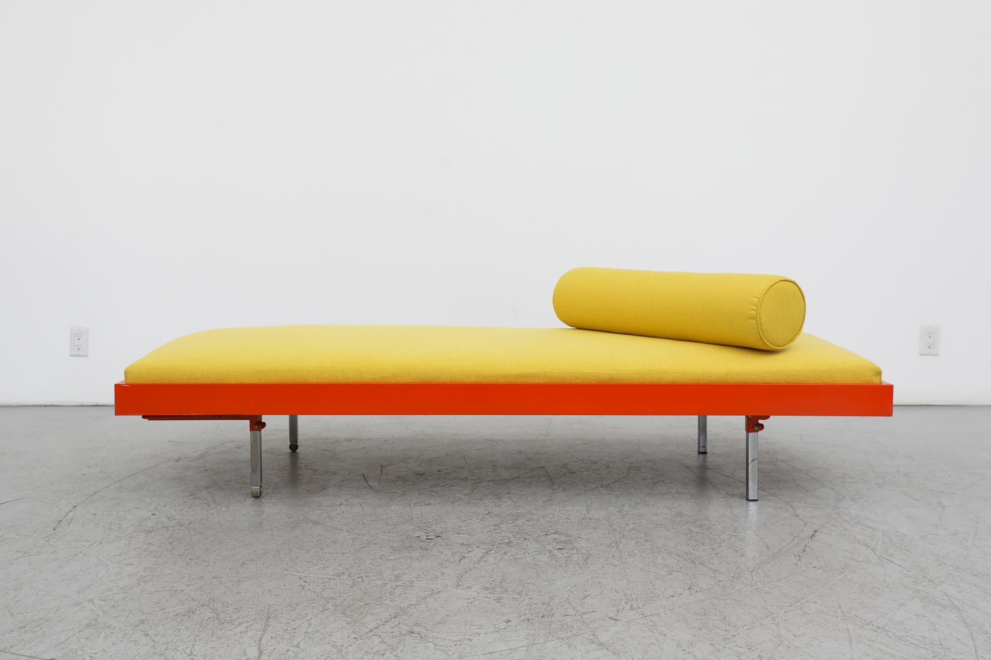 Mid-Century Orange Daybed with Yellow Mattress and Bolster For Sale at ...
