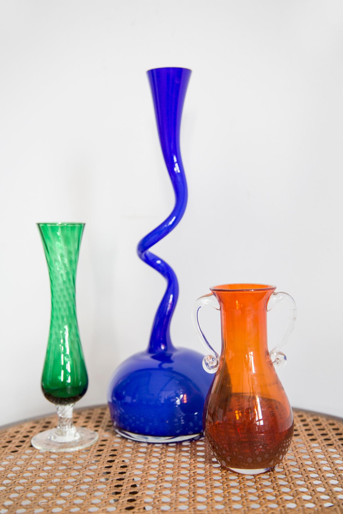 Mid Century Orange Decorative Glass Vase, Europe, 1960s For Sale at 1stDibs