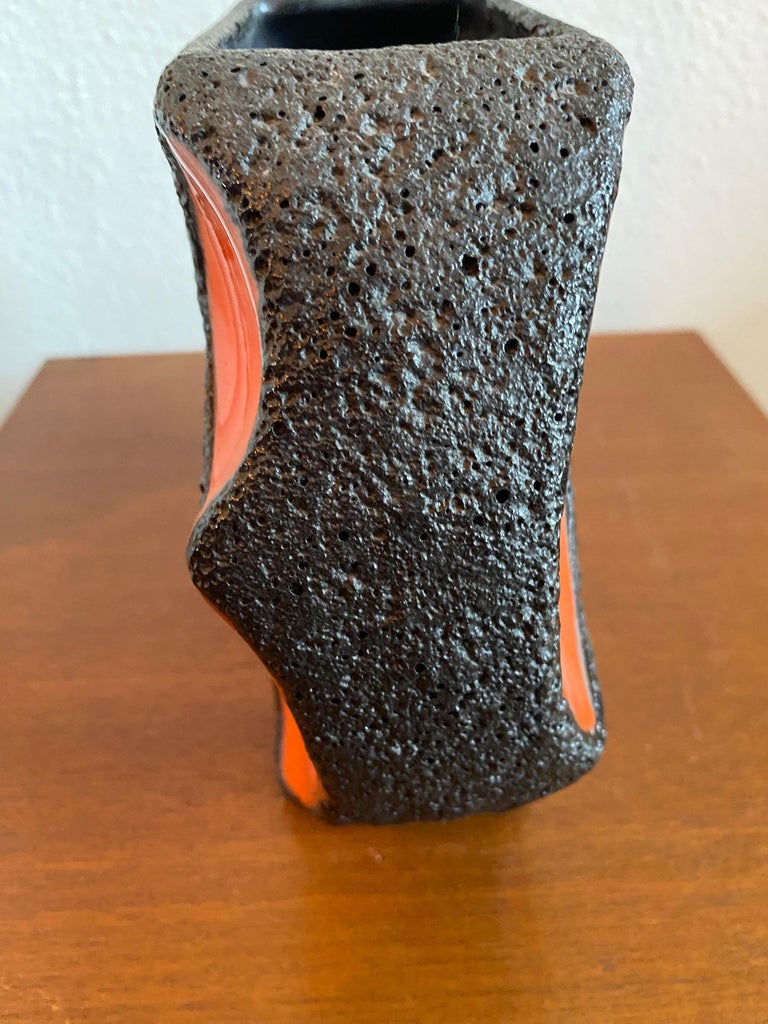 Mid-Century Orange Fat Lava Vase by Roth Keramik For Sale at 1stDibs