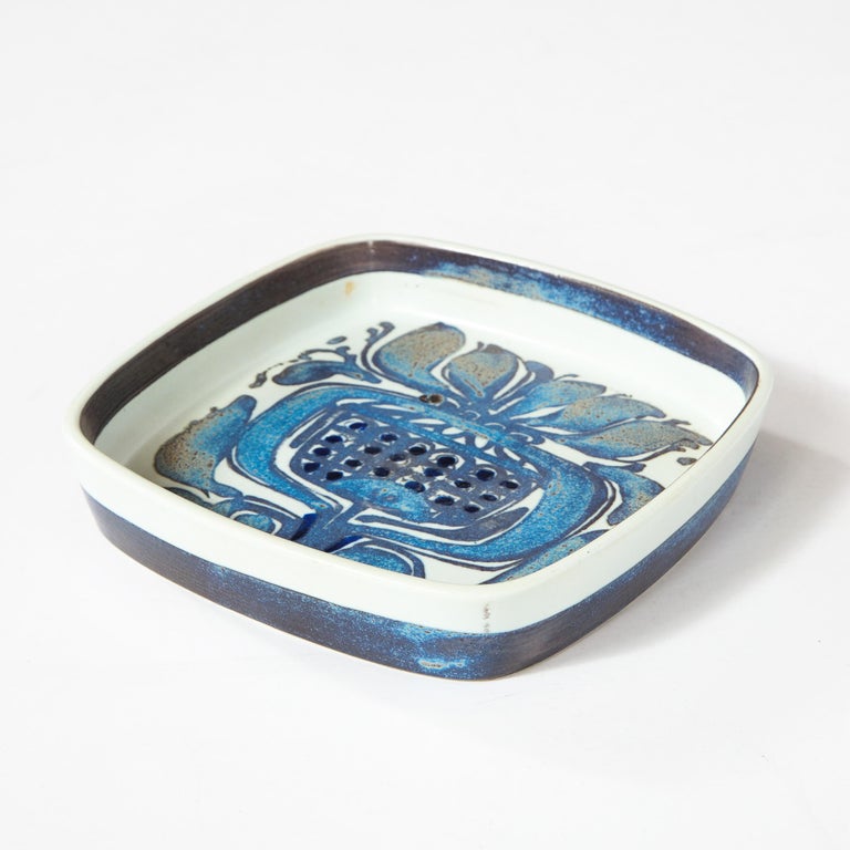 Midcentury Organic Modern Decorative Blue Thistle Dish by Royal ...