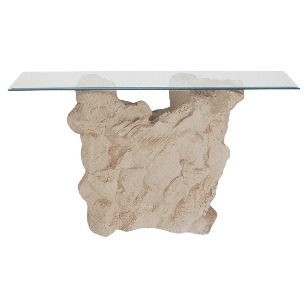 Vintage Faux Rock Stone Console Table For Sale at 1stDibs