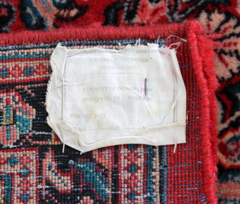 Midcentury Oriental Hand Knotted Wool Runner Rug Red Long For Sale at ...