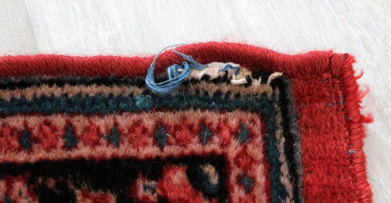 Midcentury Oriental Hand Knotted Wool Runner Rug Red Long For Sale at ...