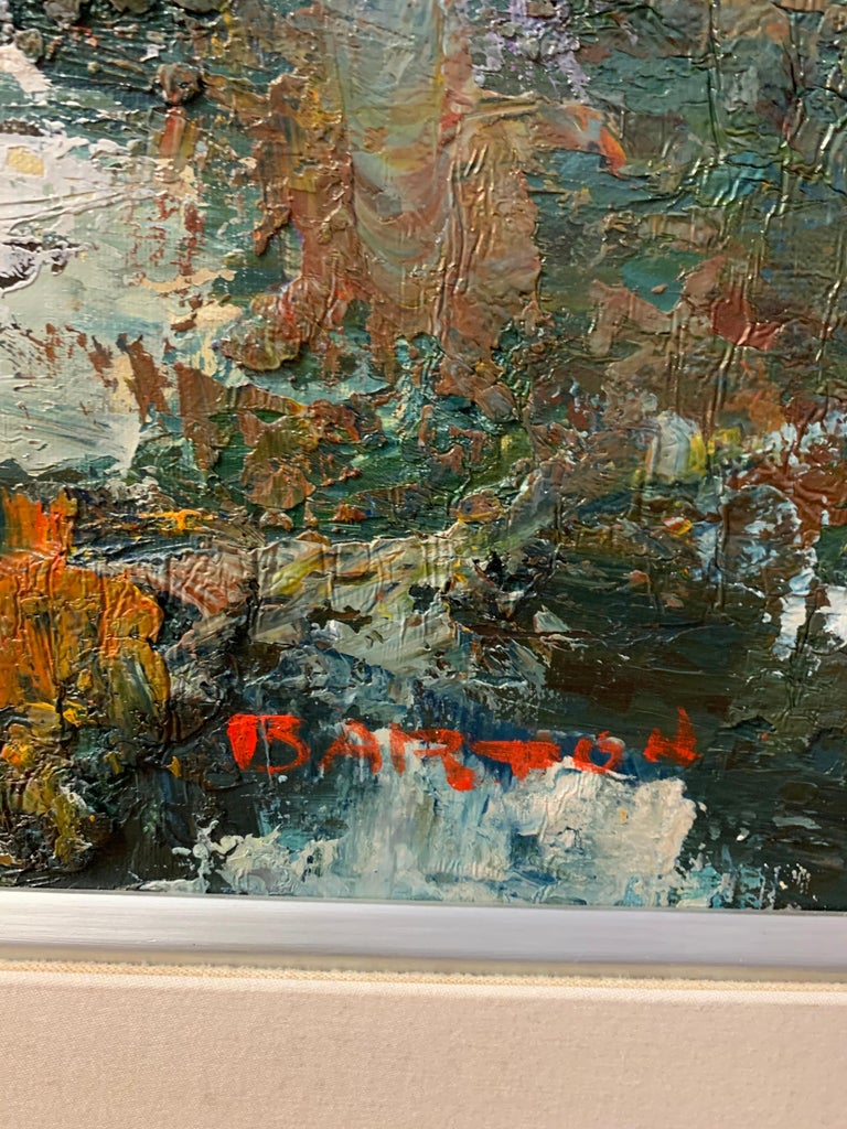 Midcentury Original Signed Barton Winter Landscape Oil Painting For ...
