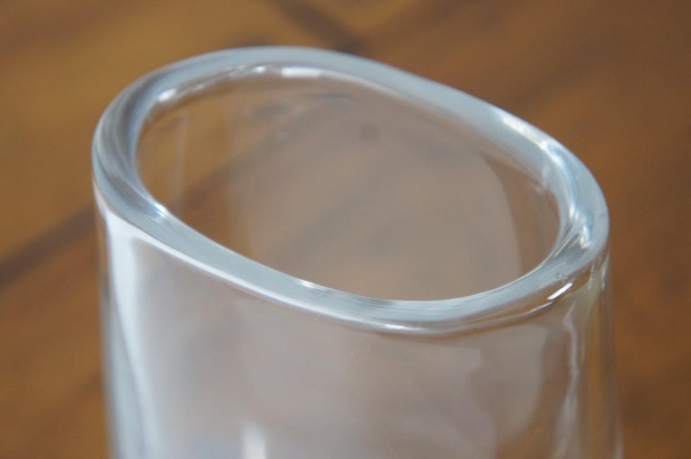 Mid-Century Orrefors Sweden Etched Crystal Glass Vase Girl with Birds ...