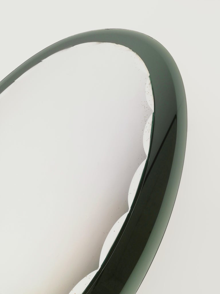Midcentury Oval Bevelled Mirror by Cristal Art, Made in Fumè Mirrored ...