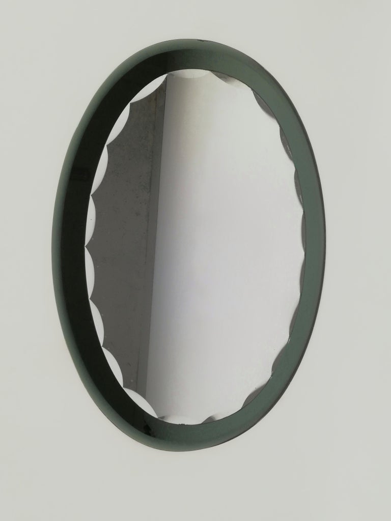 Midcentury Oval Bevelled Mirror by Cristal Art, Made in Fumè Mirrored ...