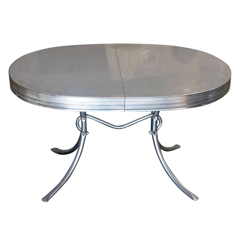 Midcentury Oval Formica Kitchen Dining Table with Chrome Legs at ...