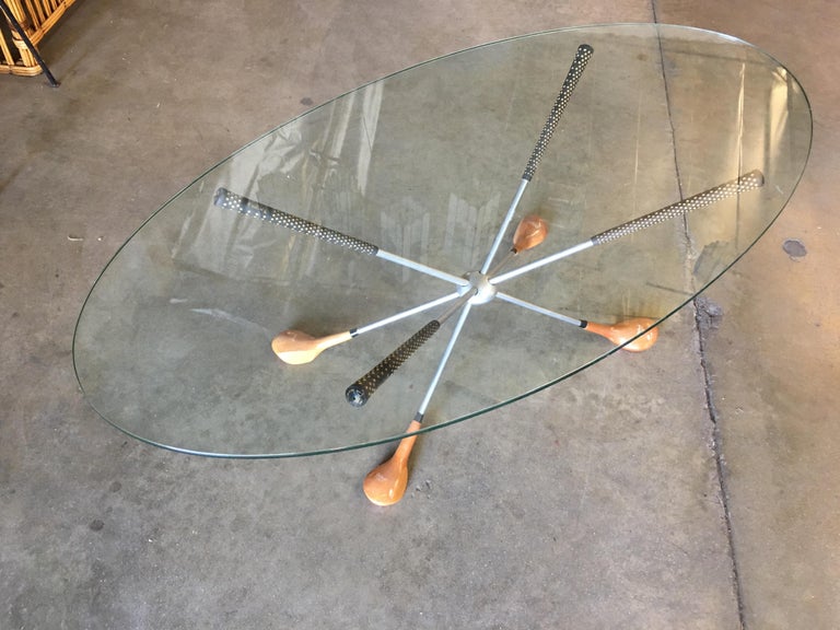 Midcentury Oval Glass Golf Club Coffee Table at 1stDibs | golf coffee ...