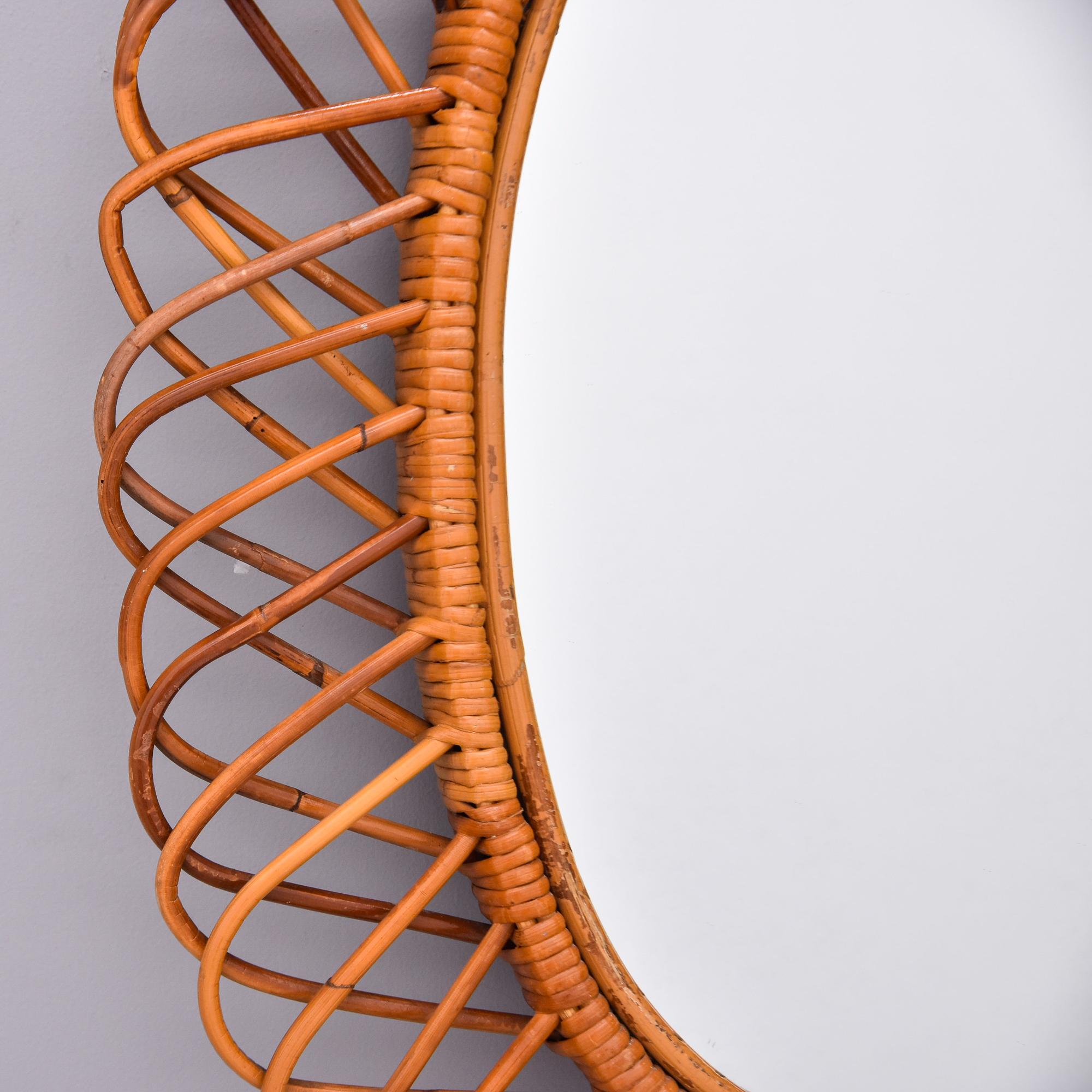 Midcentury Oval Mirror with Woven Rattan or Wicker Frame For Sale at ...