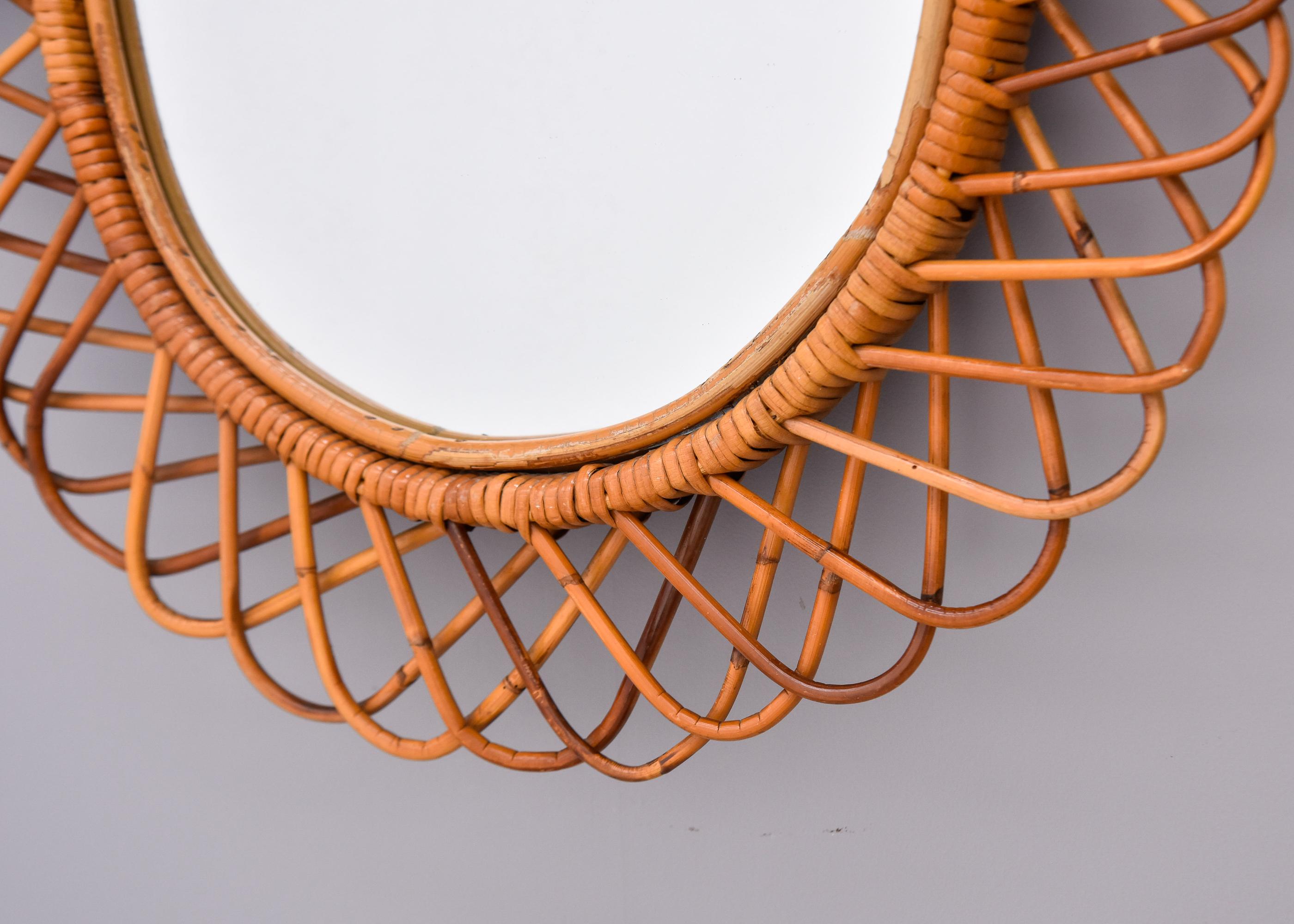 Midcentury Oval Mirror with Woven Rattan or Wicker Frame For Sale at ...