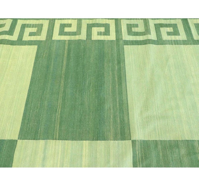 Midcentury Oversize Flatweave Checkerboard Carpet in Green For Sale at ...