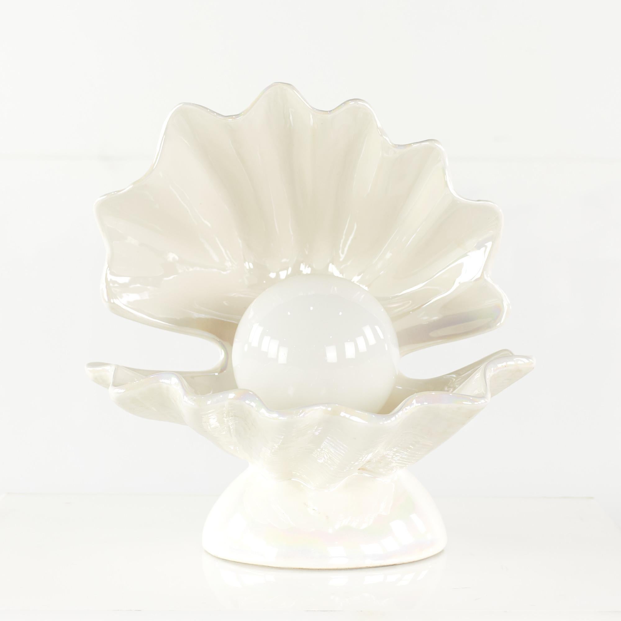 Mid Century Oyster Shell Shaped Porcelain Lamps, Pair at 1stDibs ...