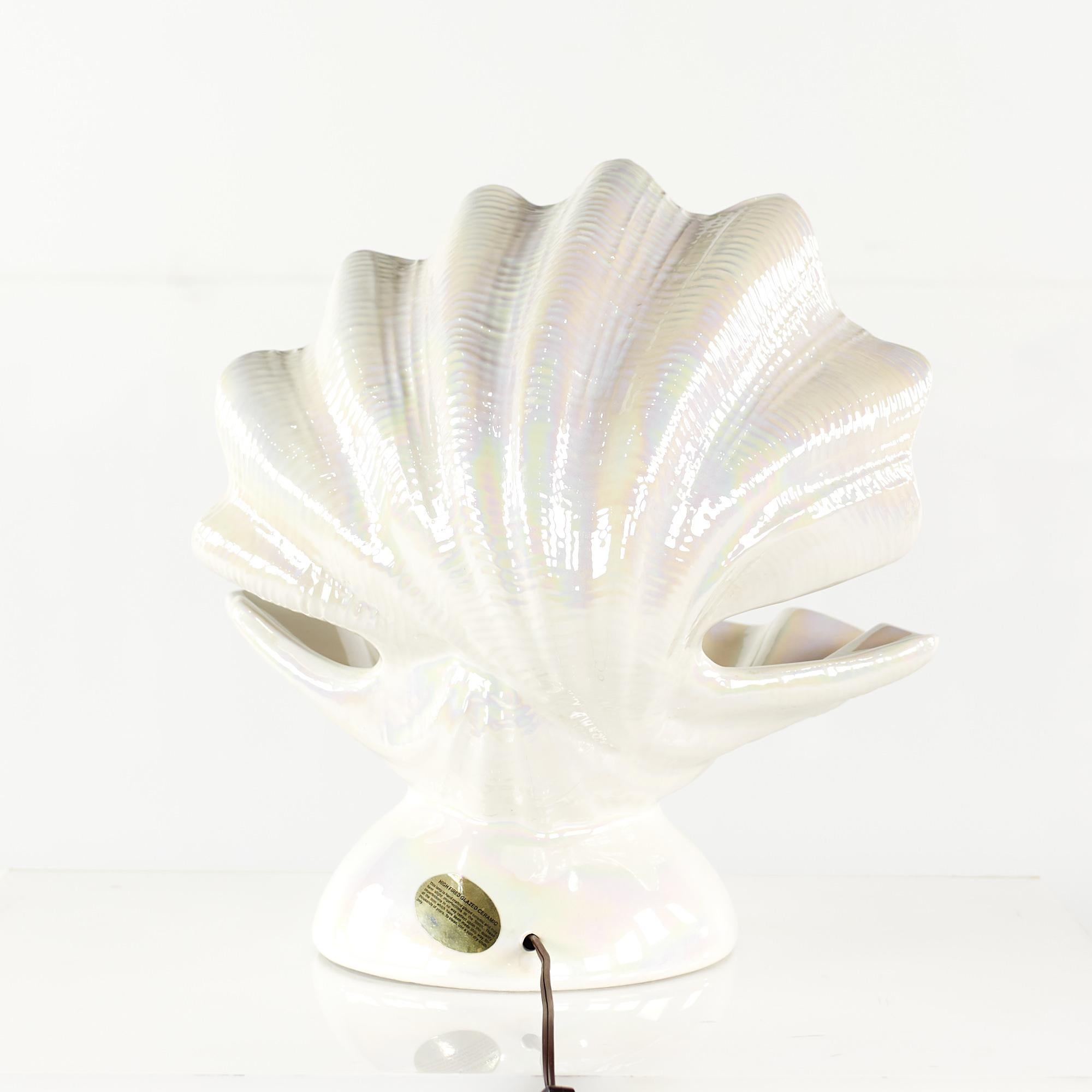 Mid Century Oyster Shell Shaped Porcelain Lamps, Pair at 1stDibs ...