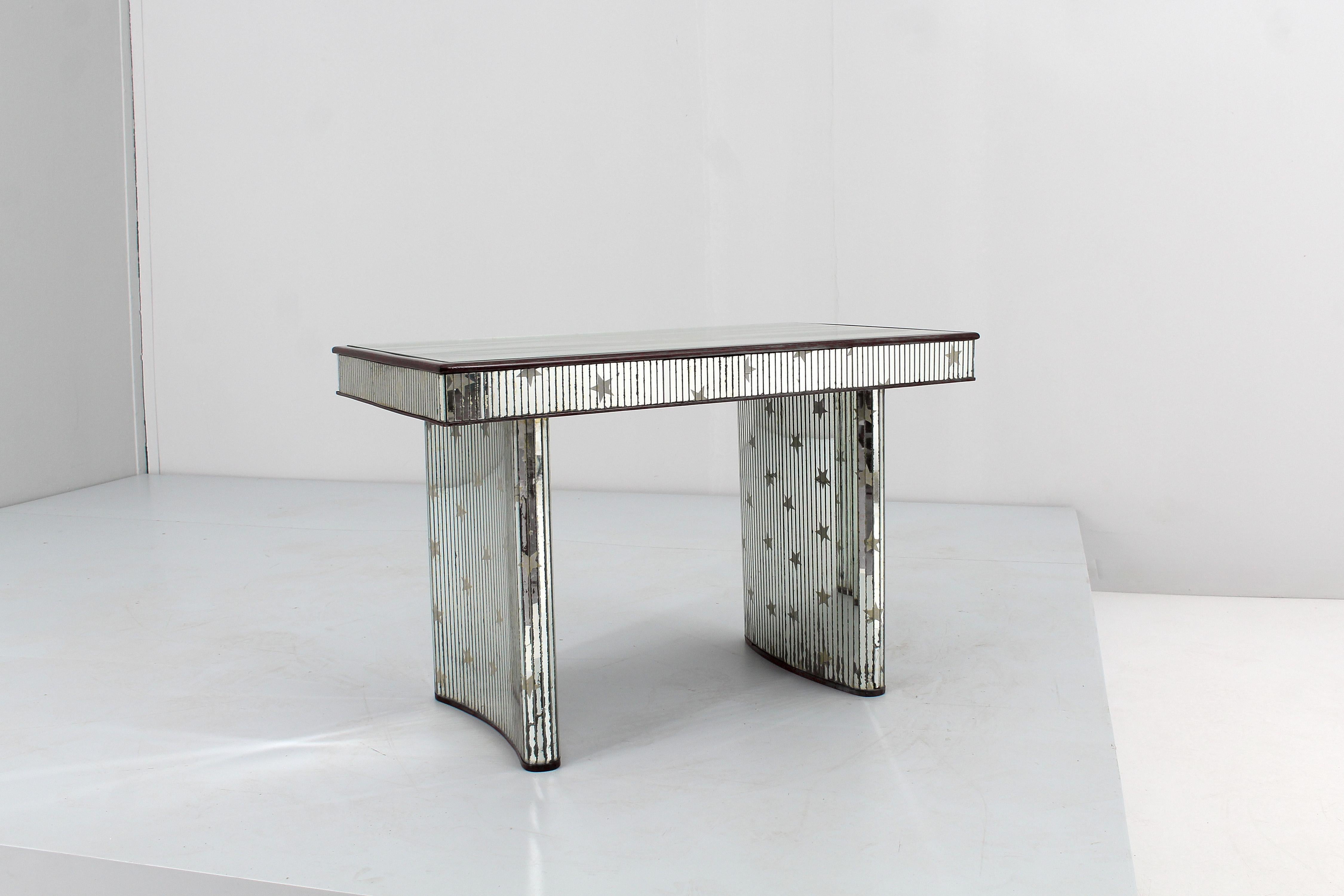 Mid-Century P. Chiesa Style Mirror and Wood Coffee Gaming Table 40s ...