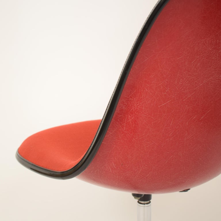 Midcentury Padded Red Side /Pedestal Chair by Eames by Vitra for Herman ...