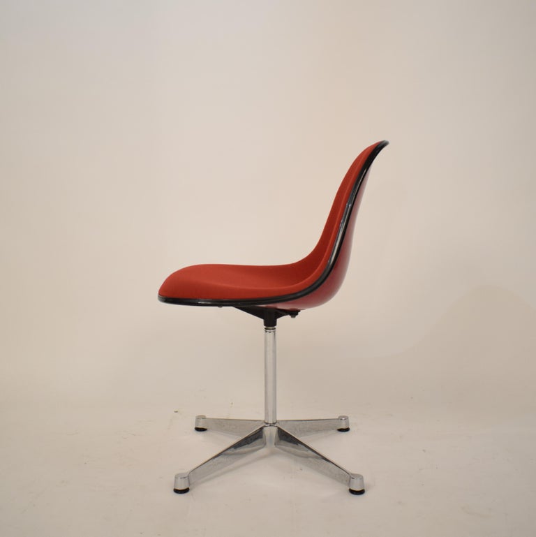Midcentury Padded Red Side /Pedestal Chair by Eames by Vitra for Herman ...