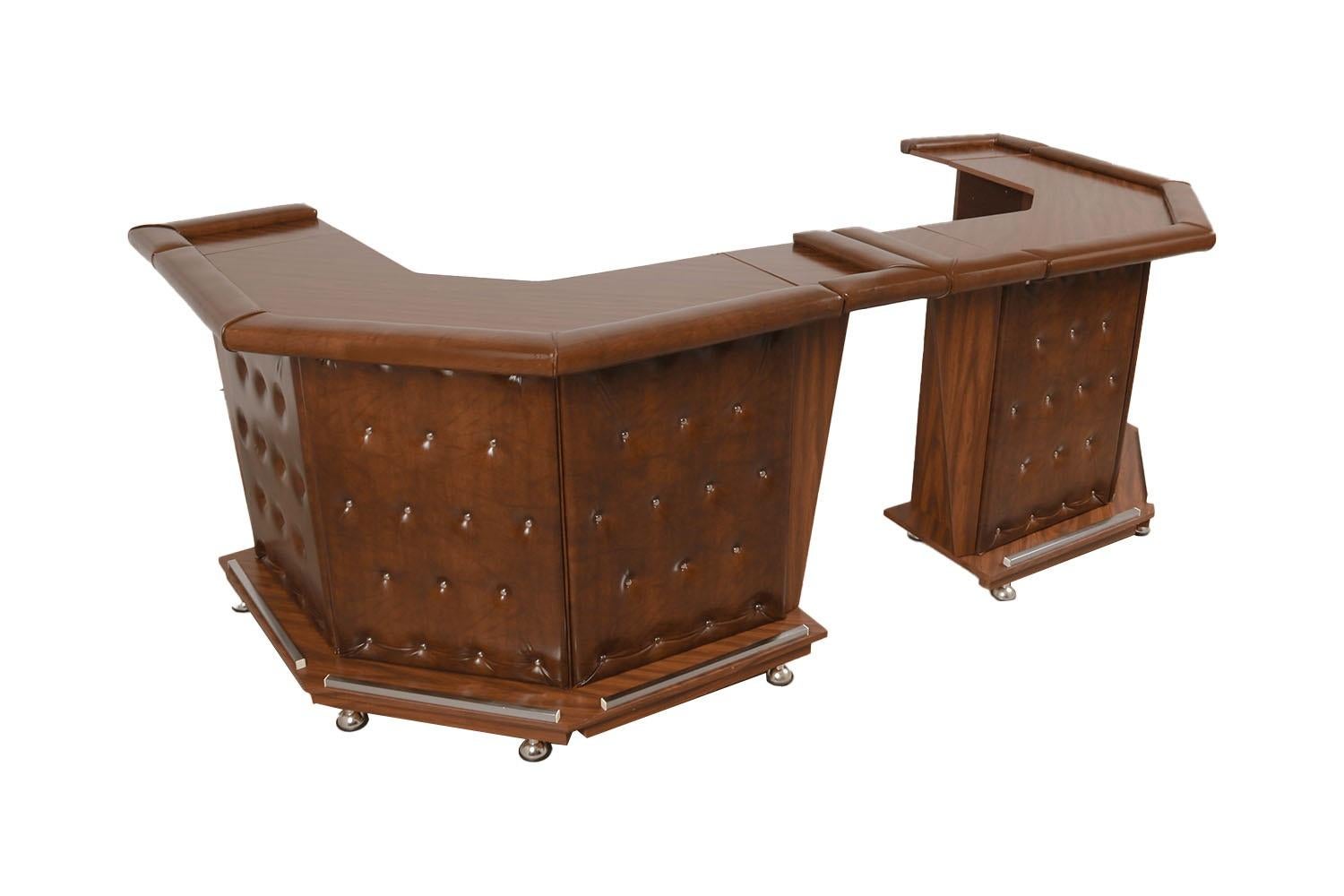 Mid-Century Pair Button Tufted Upholstered Freestanding Bars For Sale ...