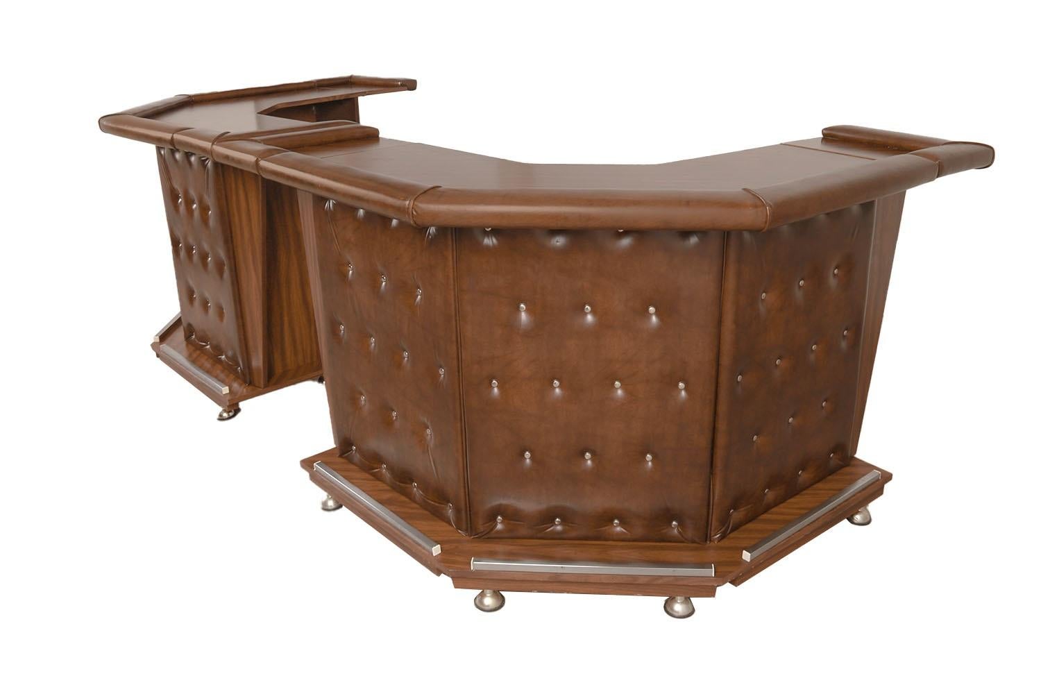 Mid-Century Pair Button Tufted Upholstered Freestanding Bars For Sale ...