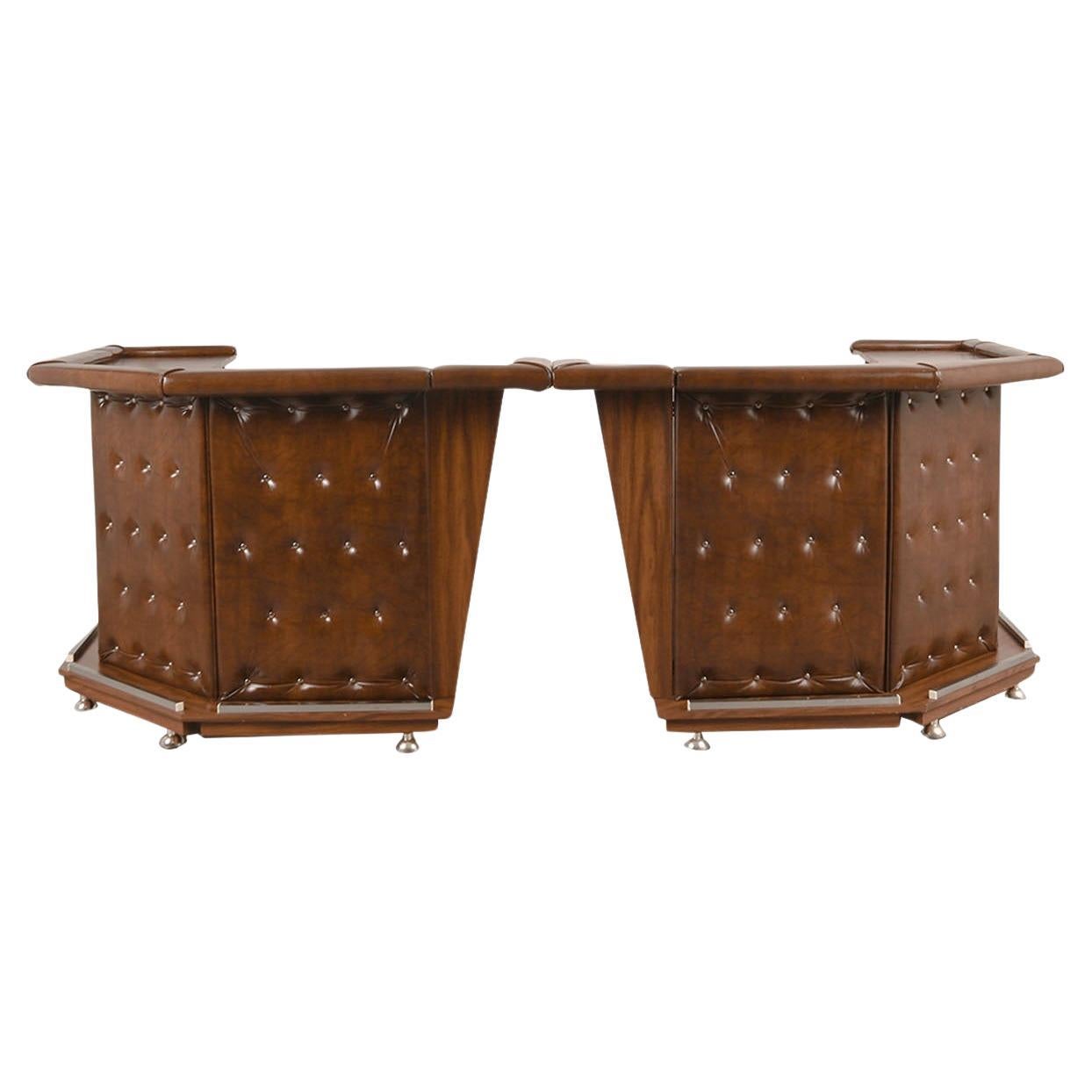 Mid-Century Pair Button Tufted Upholstered Freestanding Bars For Sale ...