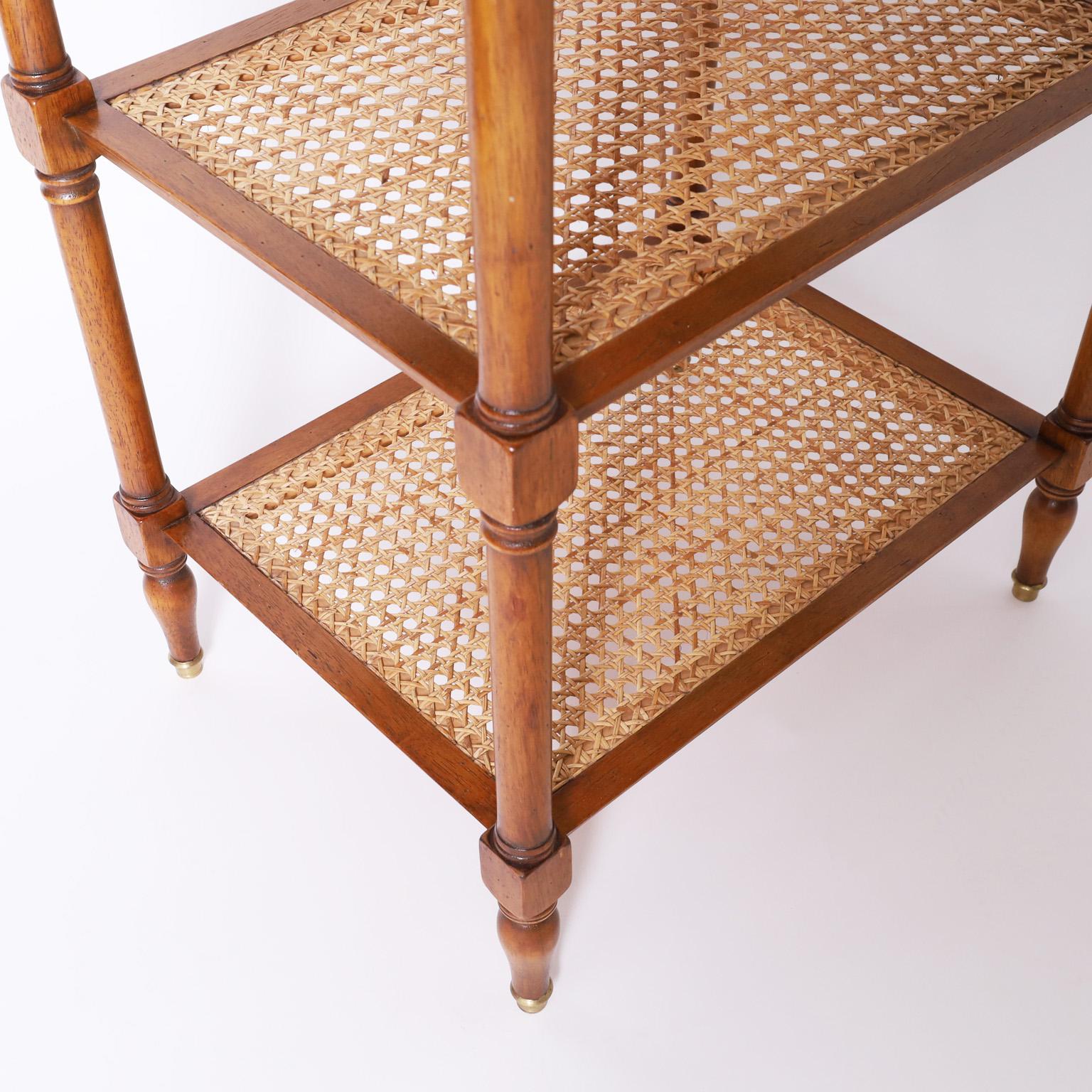 Midcentury Pair of British Colonial Style Three Tiered Stands or Tables ...