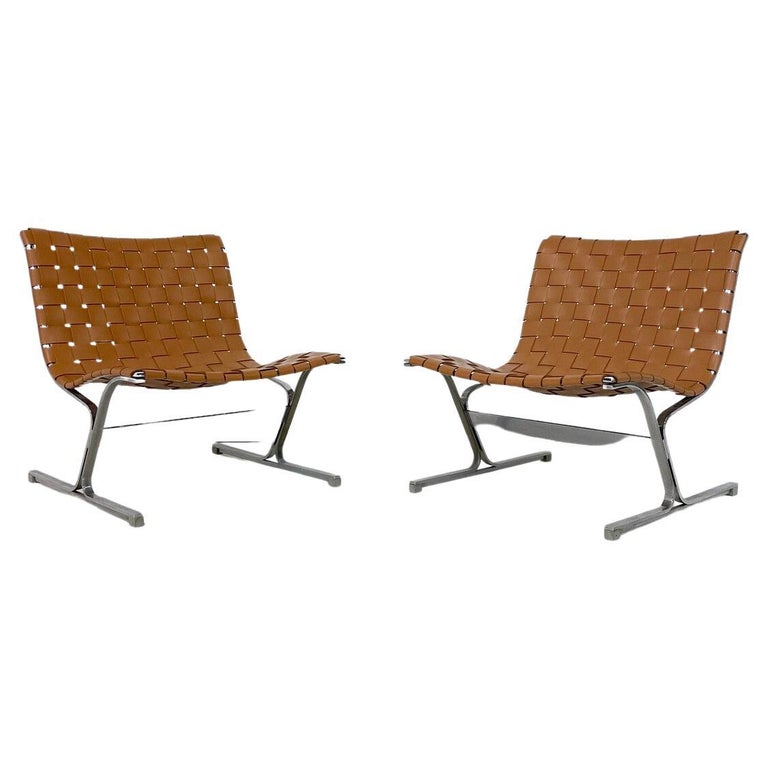 Midcentury Pair of Lounge Chairs by Ross Littell for ICF, Cognac ...