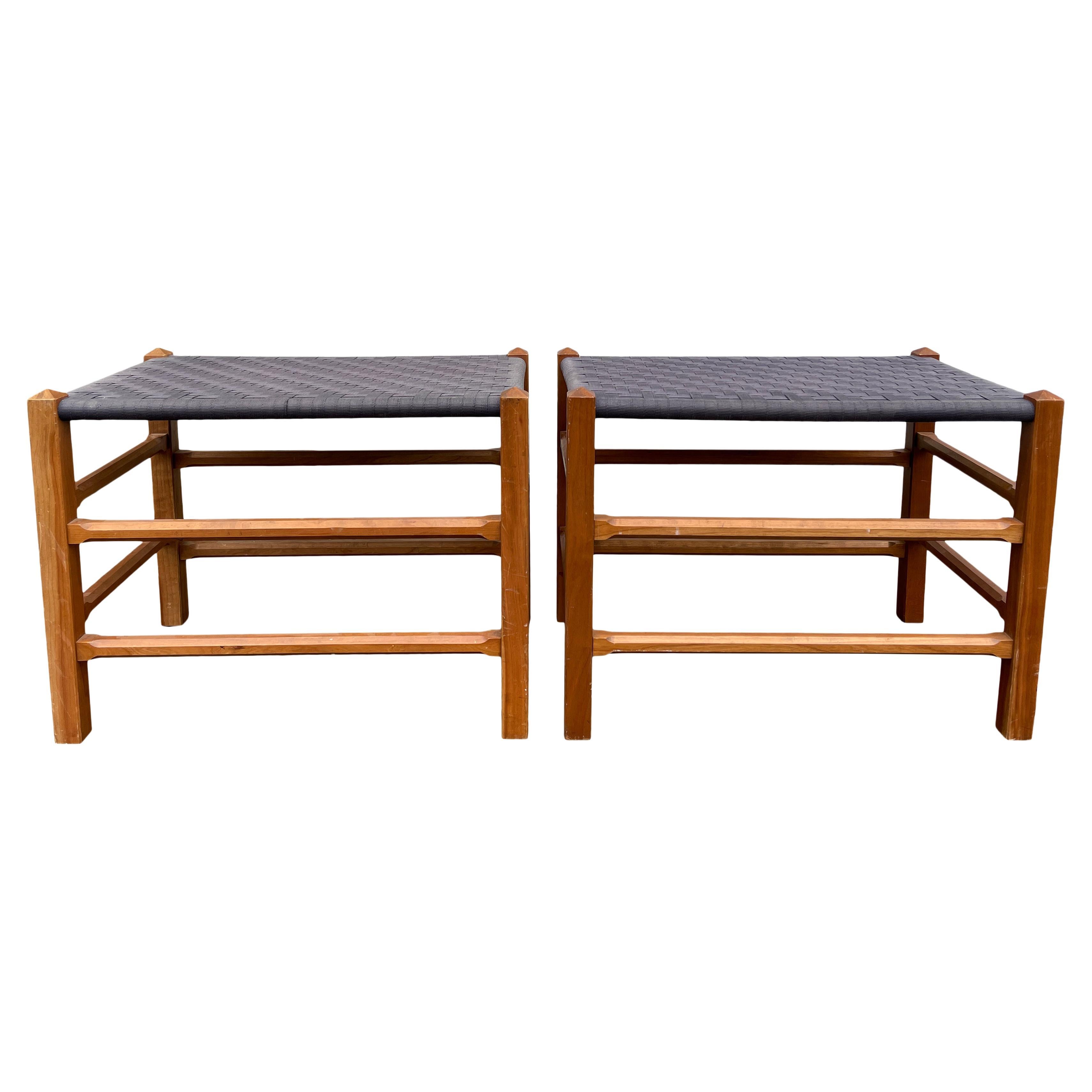 Mid-Century Modern Danish Woven Rush Bench at 1stDibs