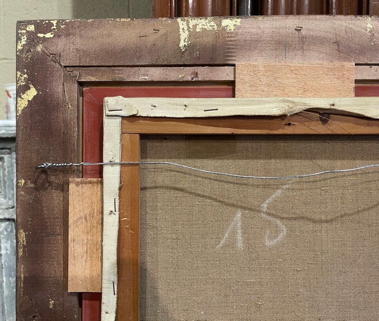 Midcentury Parisian Street Oil Painting in Carved Gilt Frame Signed a ...