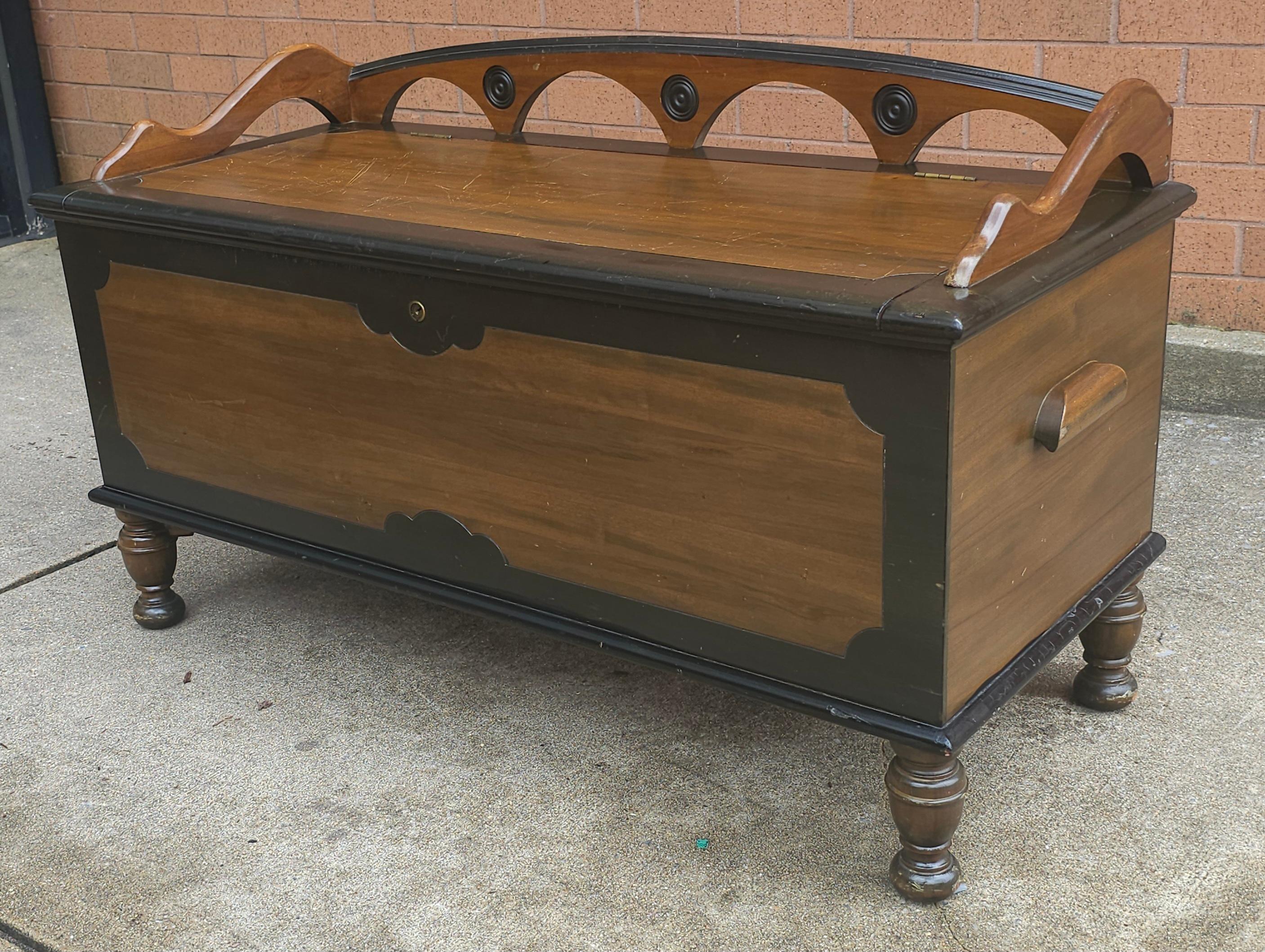 Mid-Century Partial Ebonized Walnut Storage Bench Blanket Chest For ...
