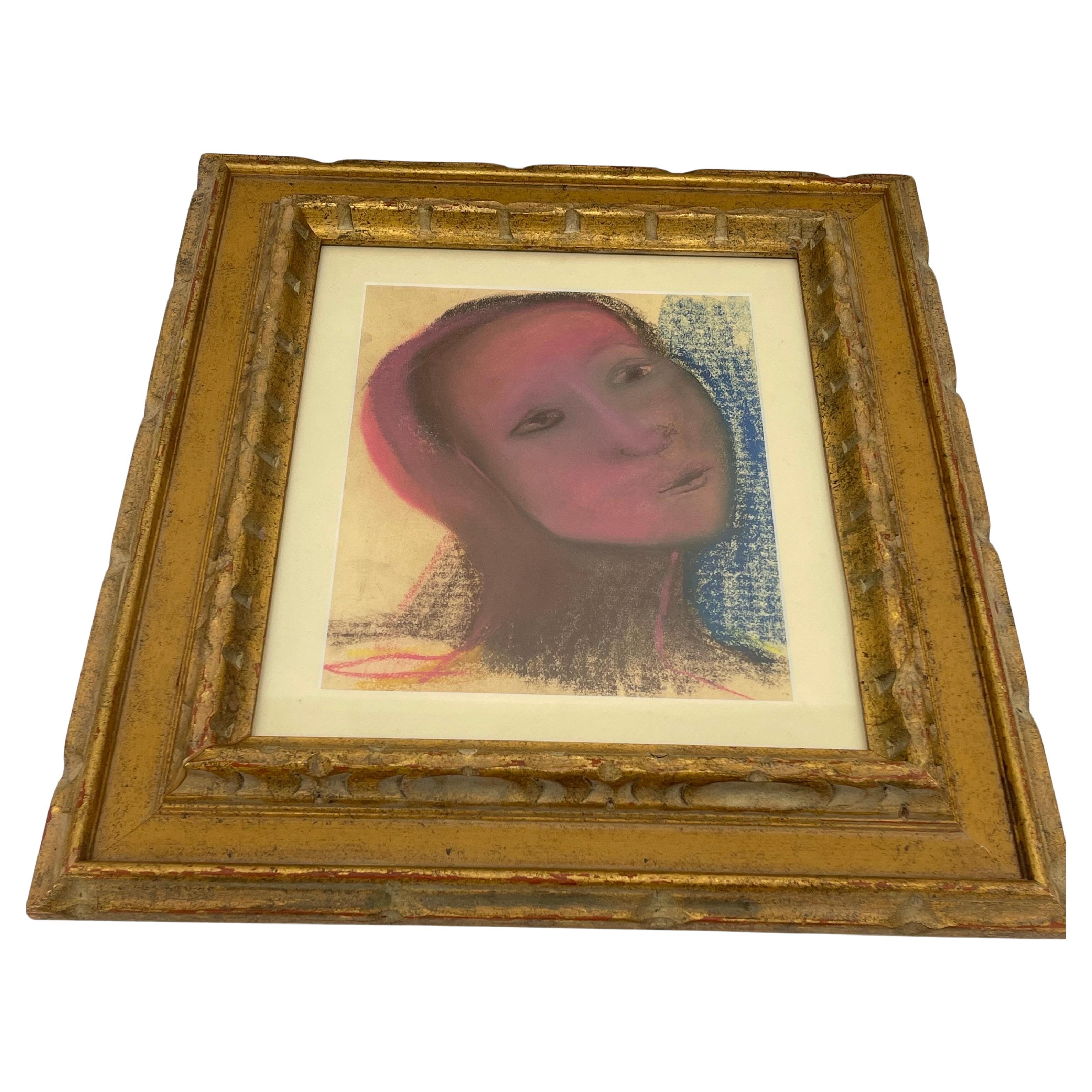 Mid-Century Pastels on Paper Portraits Male Female Profile Set For Sale ...