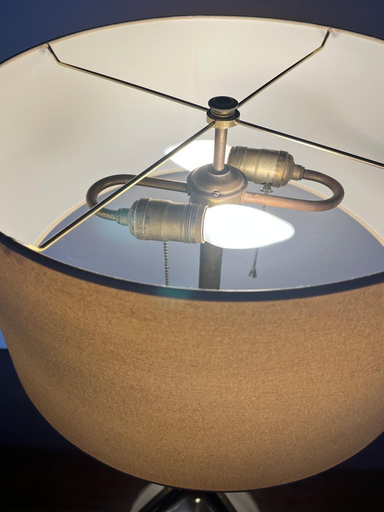 Midcentury Patinated Brass X-Base Lamp For Sale at 1stDibs