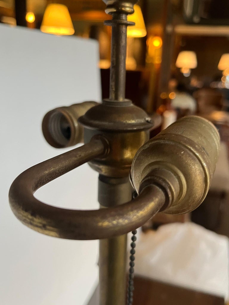 Midcentury Patinated Brass X-Base Lamp For Sale at 1stDibs