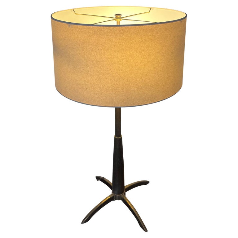 Midcentury Patinated Brass X-Base Lamp For Sale at 1stDibs