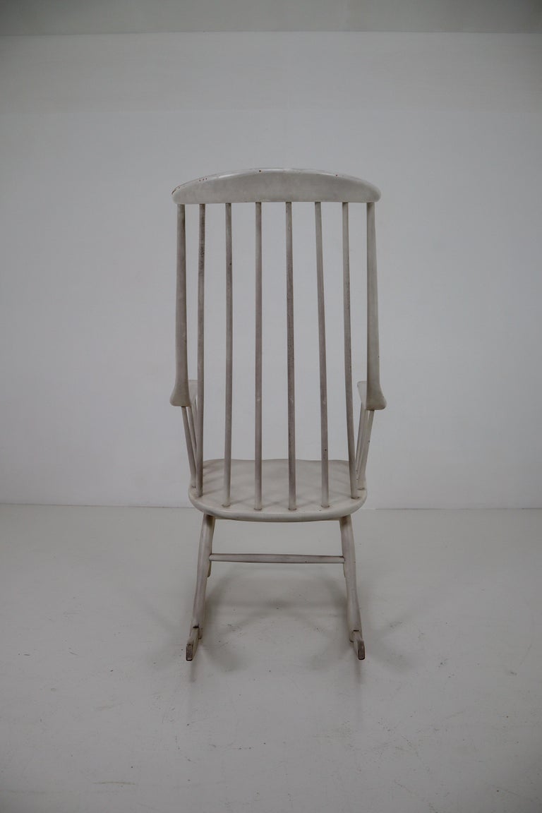 Midcentury Patinated French Rocking Chair, 1950s at 1stDibs