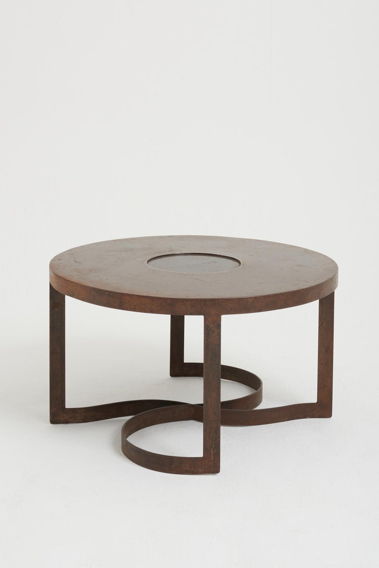 Midcentury Patinated Steel Coffee Table For Sale at 1stDibs