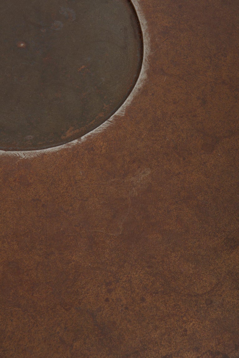 Midcentury Patinated Steel Coffee Table For Sale at 1stDibs