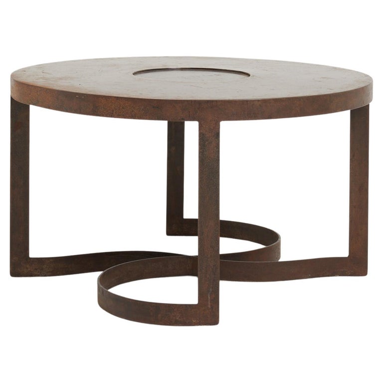 Midcentury Patinated Steel Coffee Table For Sale at 1stDibs