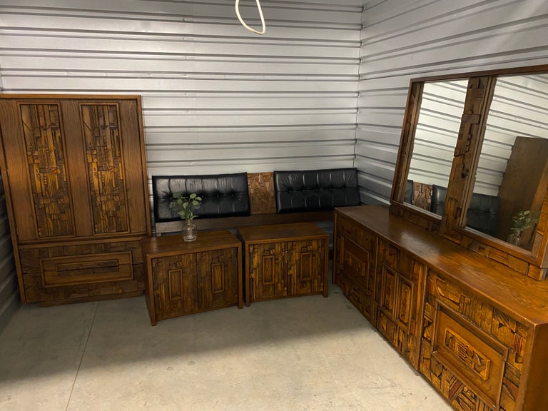 Mid Century Paul Evans Style Pueblo Brutalist Lane Bedroom Set - 6 ...
