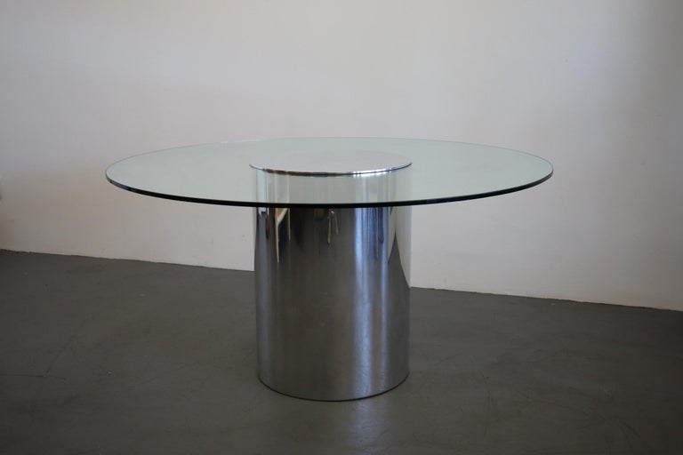 Mid Century Paul Mayen for Architectural Supplements Glass Dining Table ...