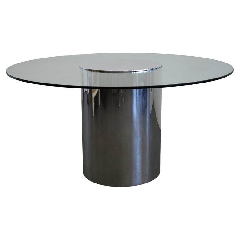 Mid Century Paul Mayen for Architectural Supplements Glass Dining Table ...